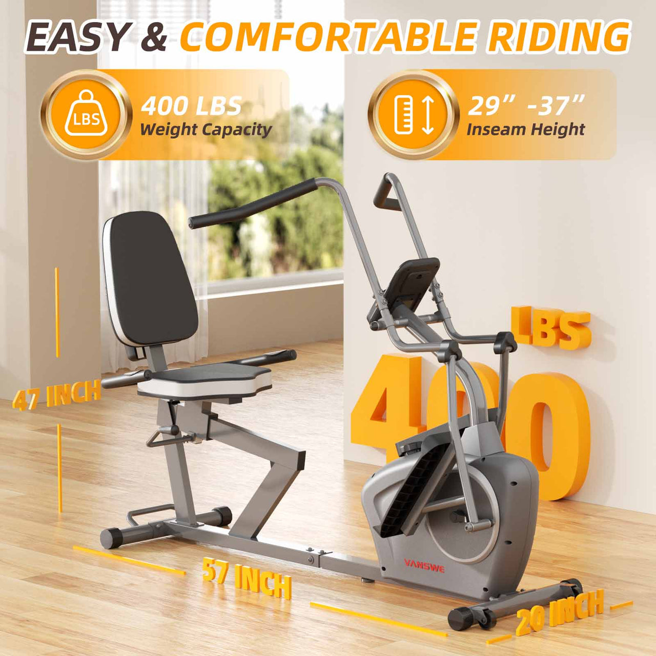 Recumbent Exercise Bike with Arm Exerciser|Vanswe Fitness